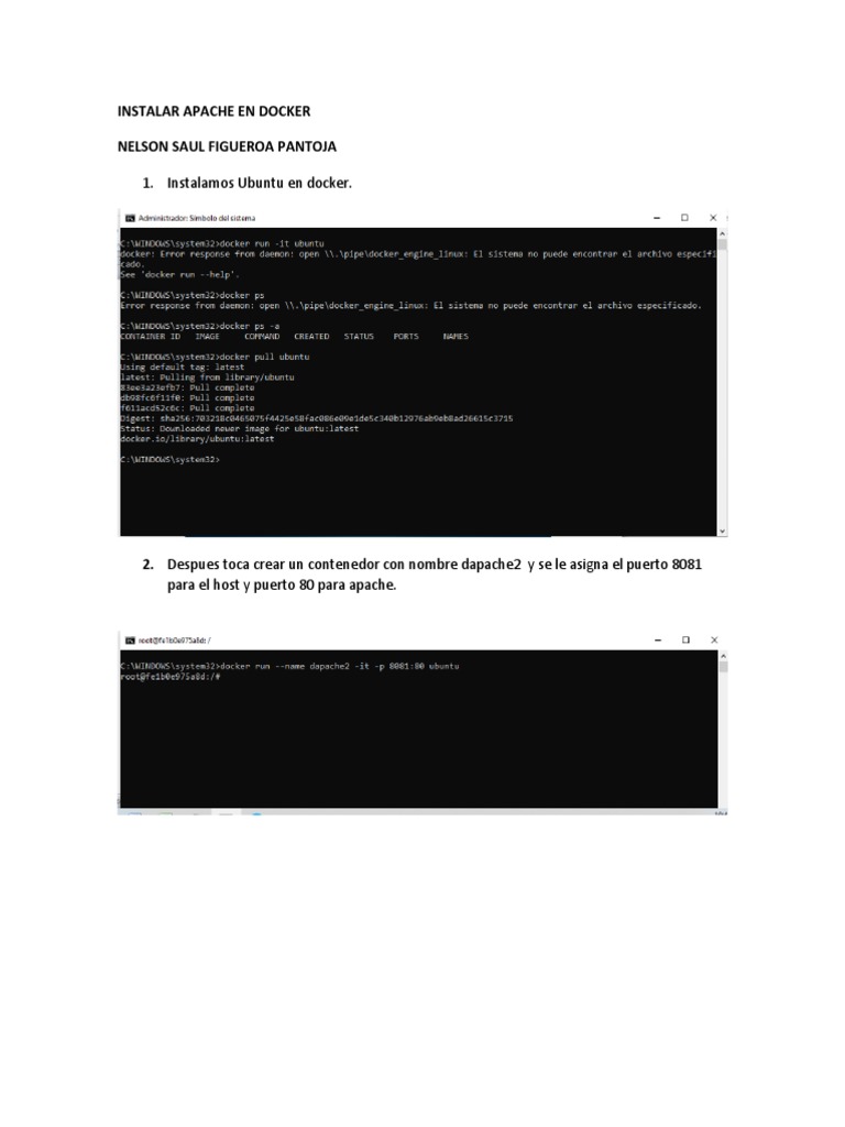 Instalacion de Apache en Docker Paso A Paso | PDF