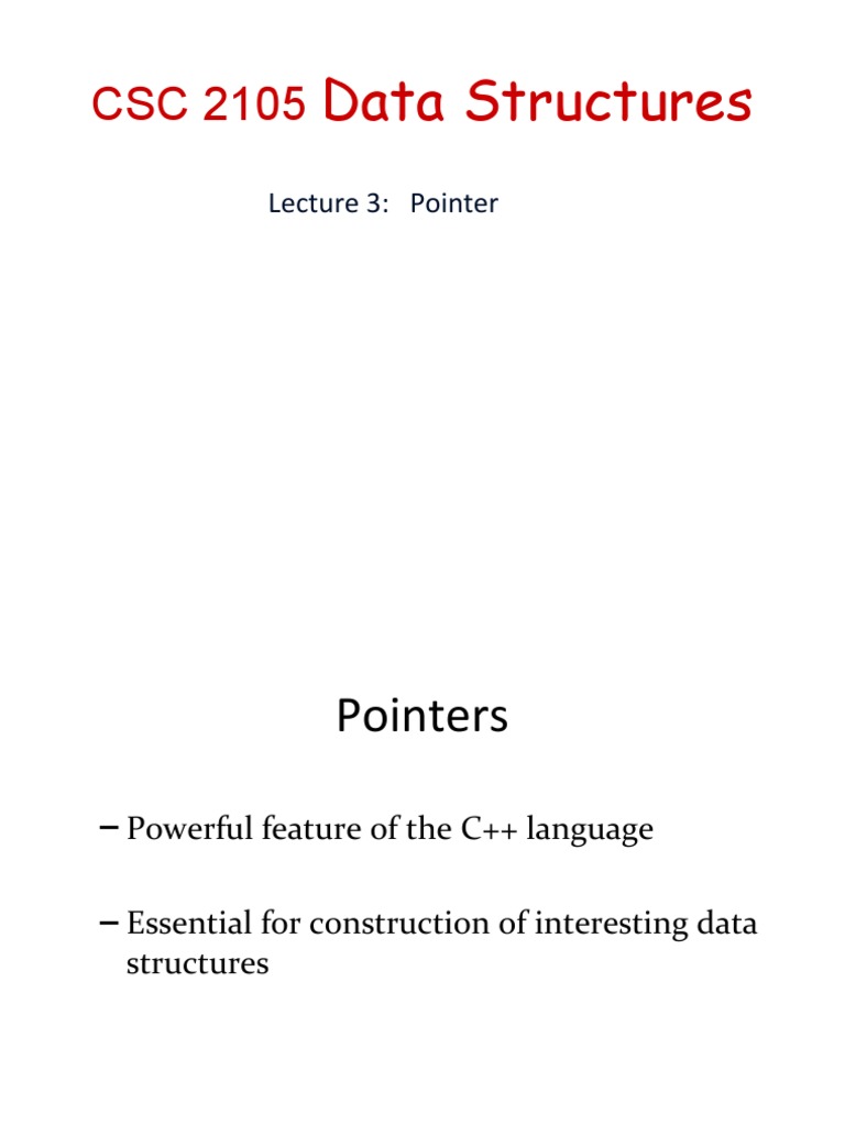 Data Structures Lecture 3 Pointer Pdf Pointer Computer Programming Variable Computer