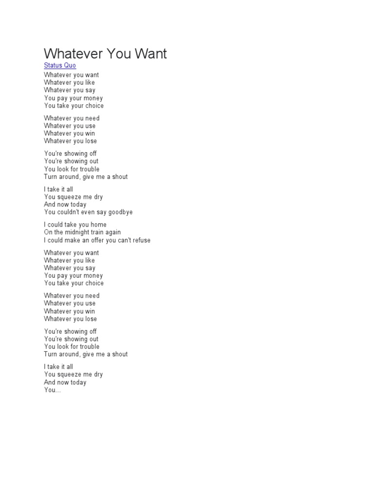 Whatever You Want | PDF