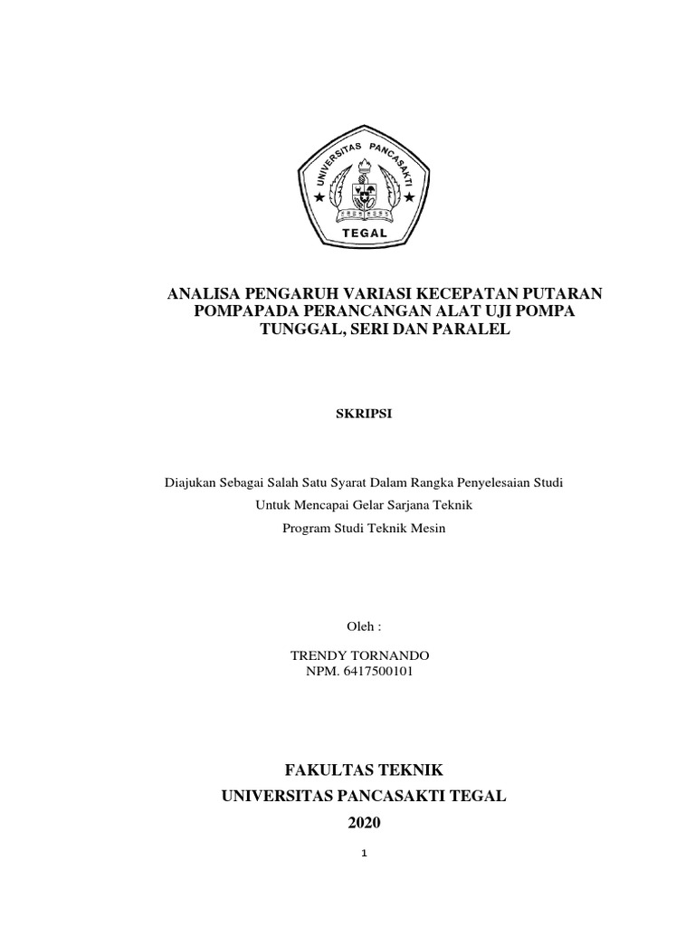 Analisa Pengaruh Variasi Kecepatan Putaran Pompapada Perancangan Alat ...