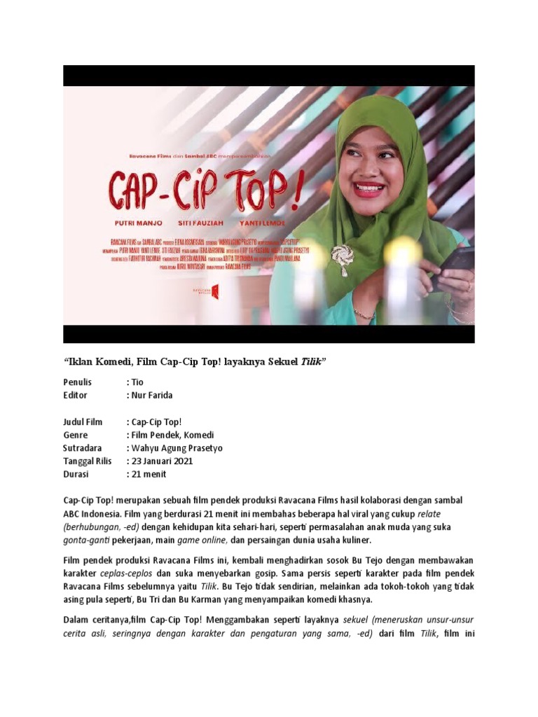 Film Pendek Komedi: Cap-Cip Top! | PDF