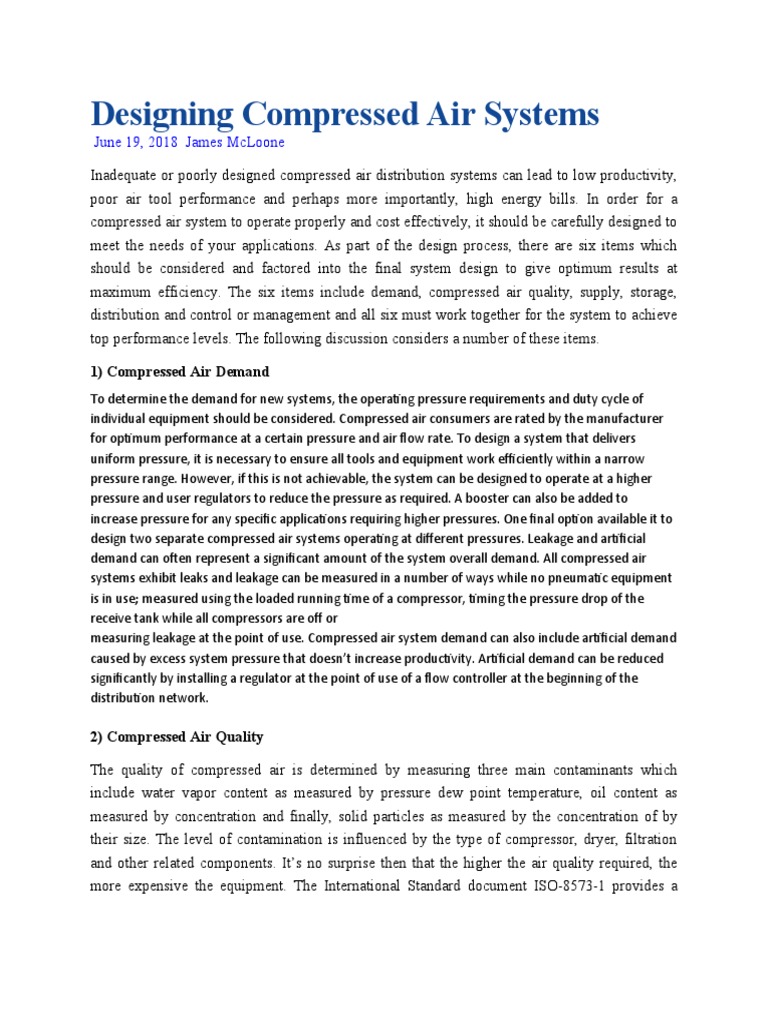 Designing Compressed Air Systems | PDF | Business | Technology ...