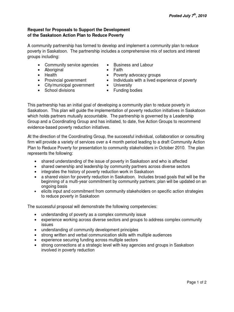 RFP Poverty Plan Final July 7 2010 | PDF | Community | Poverty Reduction