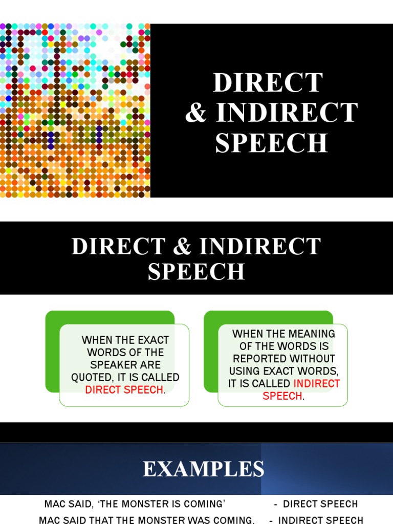 Class VII Direct & Indirect Speech | PDF | Grammatical Tense | Verb