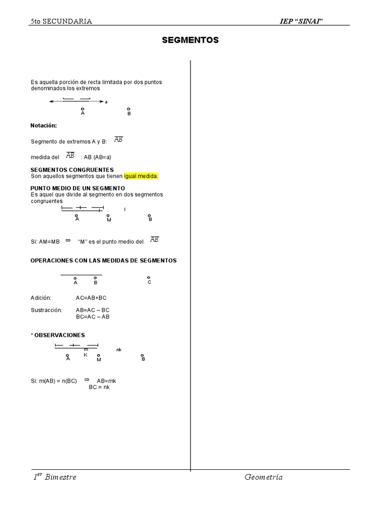 5to SEC-GEOM-SEGMENTOS | PDF | Geometría | Espacio