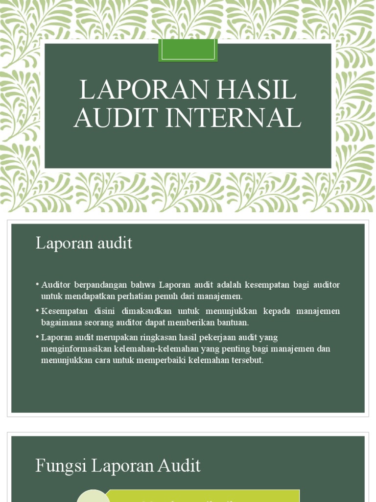 Laporan Hasil Audit Internal | PDF | Bisnis | Pengelolaan Keuangan & Uang