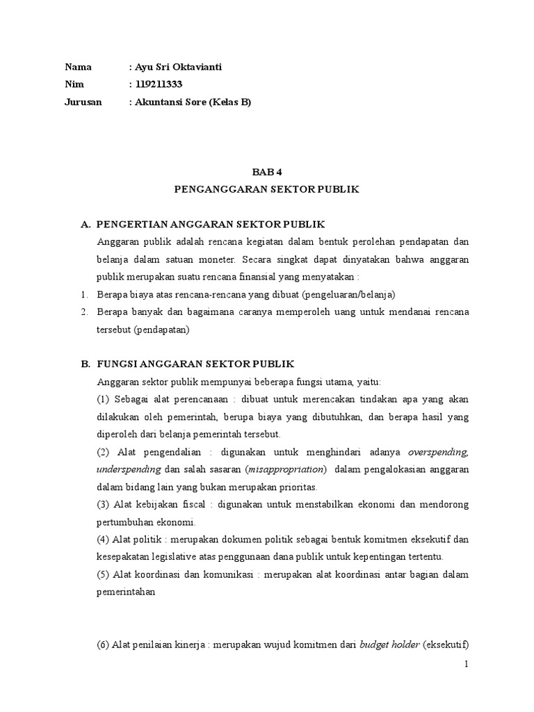 RMK BAB IV Penganggaran Sektor Publik | PDF