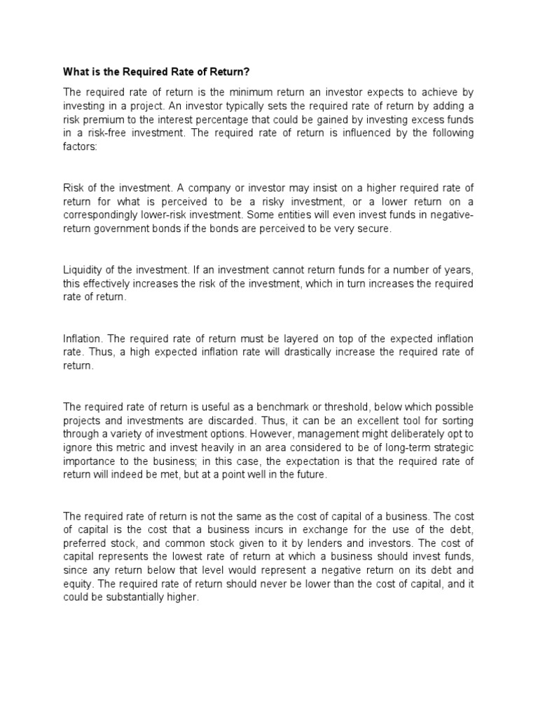 Understanding Required Rate of Return | PDF | Cost Of Capital | Investing
