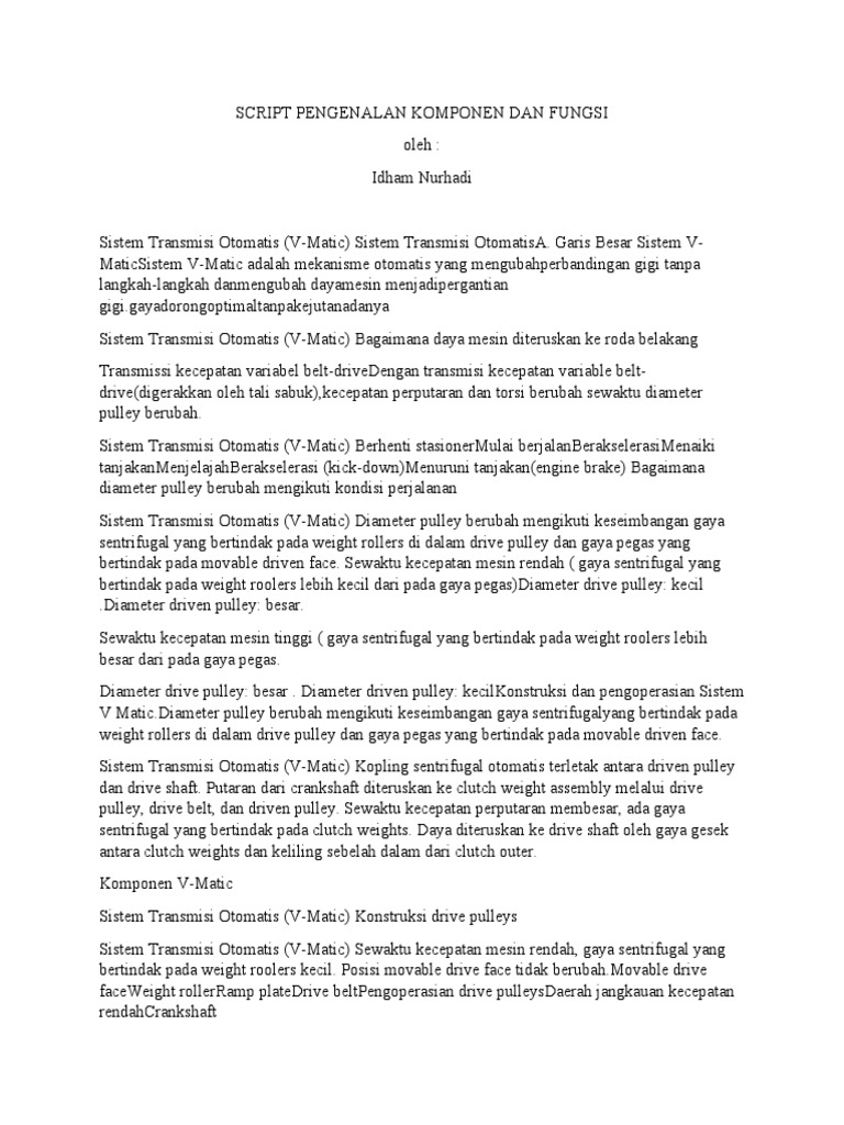 Script Pengenalan Komponen Dan Fungsi | PDF