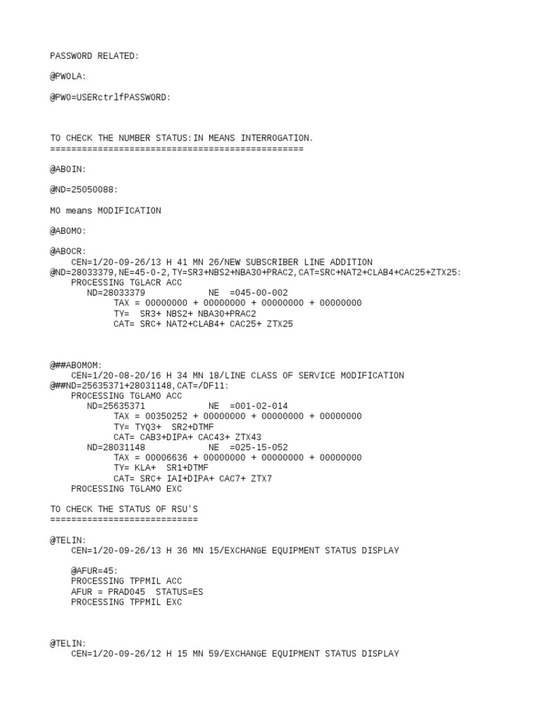 Ocb Command List | PDF