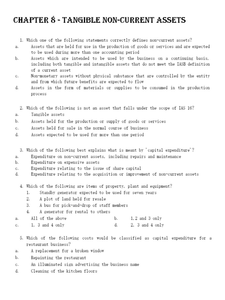 Chapter 8 - Tangible Non-Current Assets | PDF | Depreciation | Fixed Asset