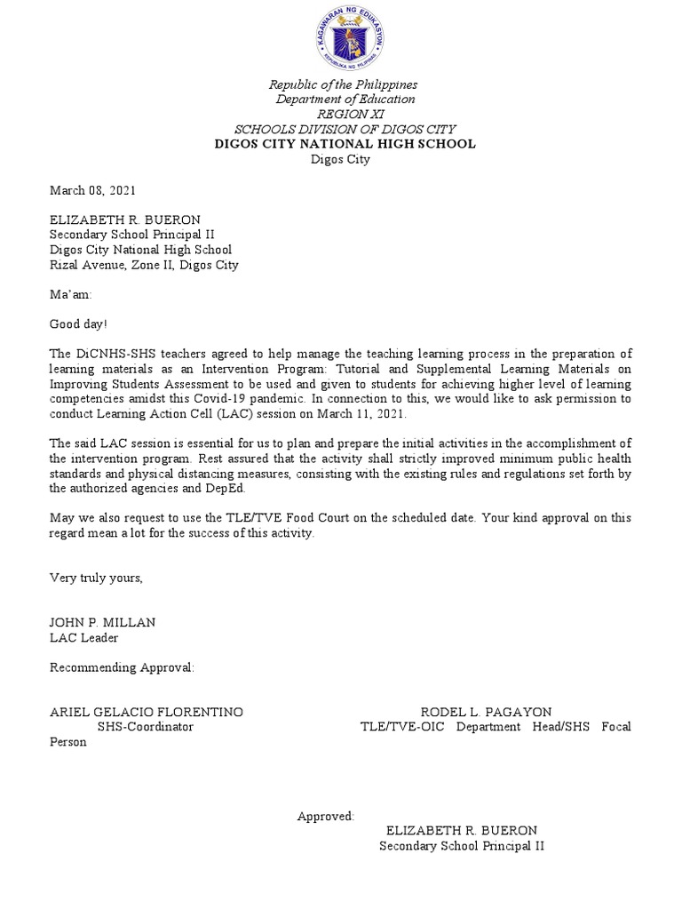 Letter Request For Lac Session | PDF