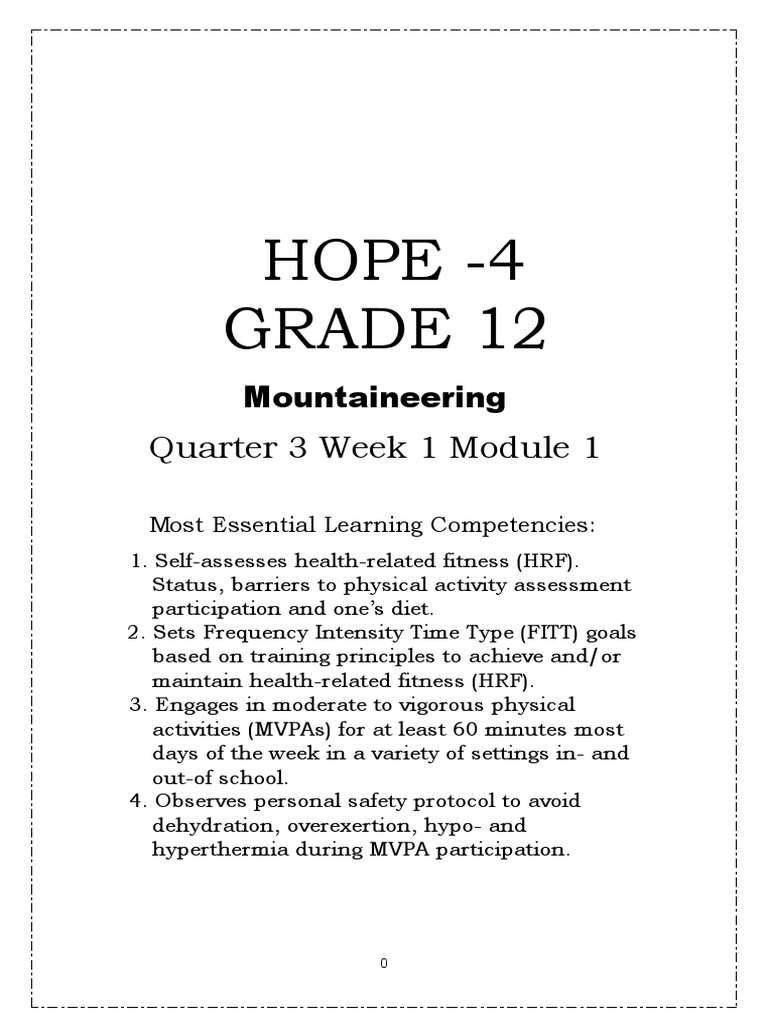 Hope - 4 Grade 12: Quarter 3 Week 1 Module 1 | PDF | Mountaineering ...
