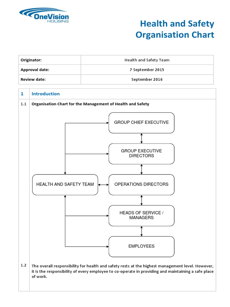 Health and Safety Organisation Chart: 7 September 2015 September 2016 ...