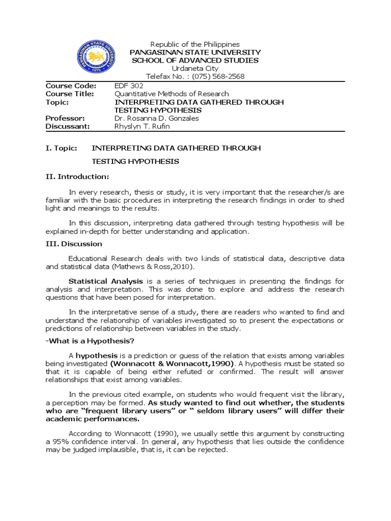 Report On Data Interpretation | PDF | Statistical Significance | P Value
