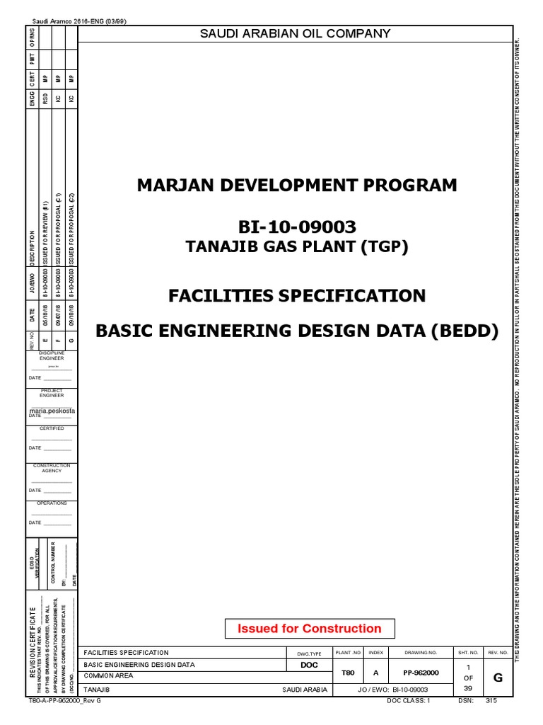 Marjan Development Program BI-10-09003: Tanajib Gas Plant (TGP) | PDF | Nature