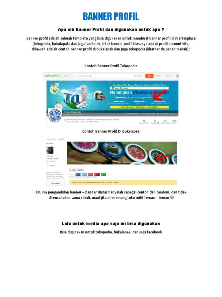 Panduan Banner Profil Marketplace | PDF