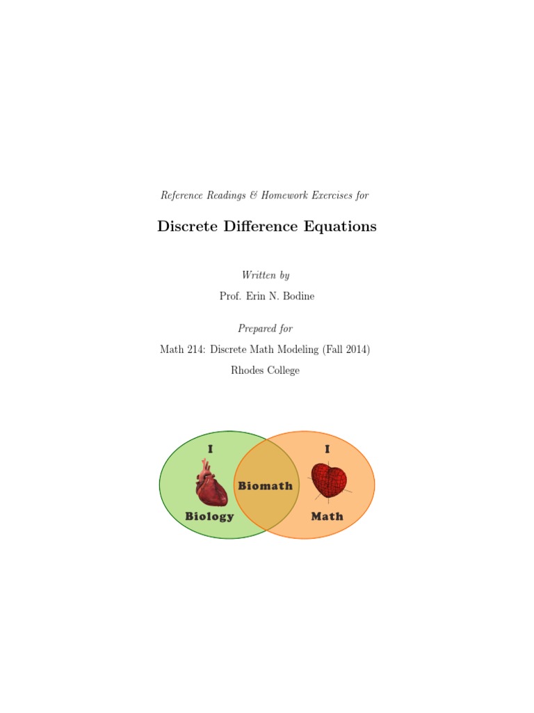 Discrete Difference Equations: Reference Readings & Homework Exercises ...