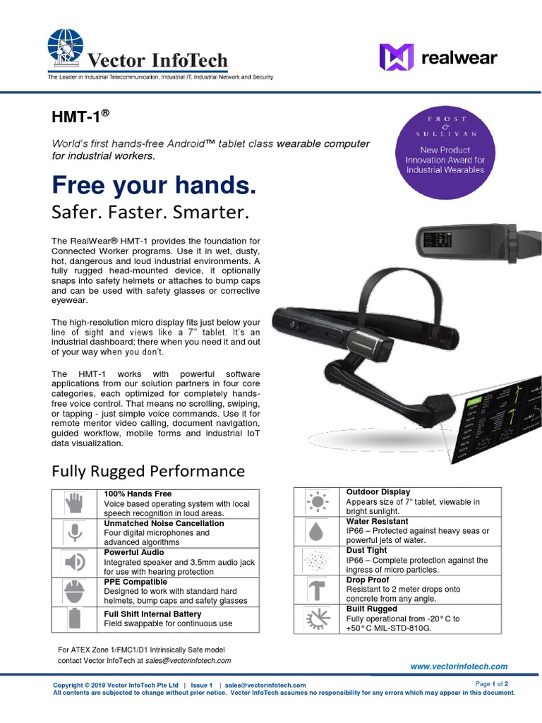 RealWear HMT-1 - Rugged Head-Mounted Tablet | PDF | Computer Engineering | Computing