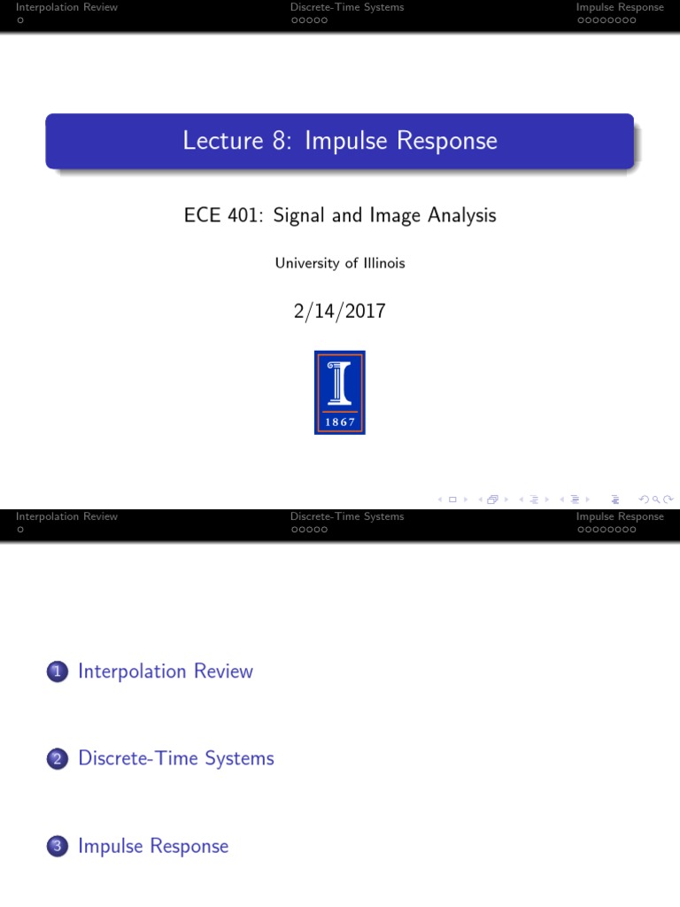 Lecture 8: Impulse Response: ECE 401: Signal and Image Analysis | PDF ...