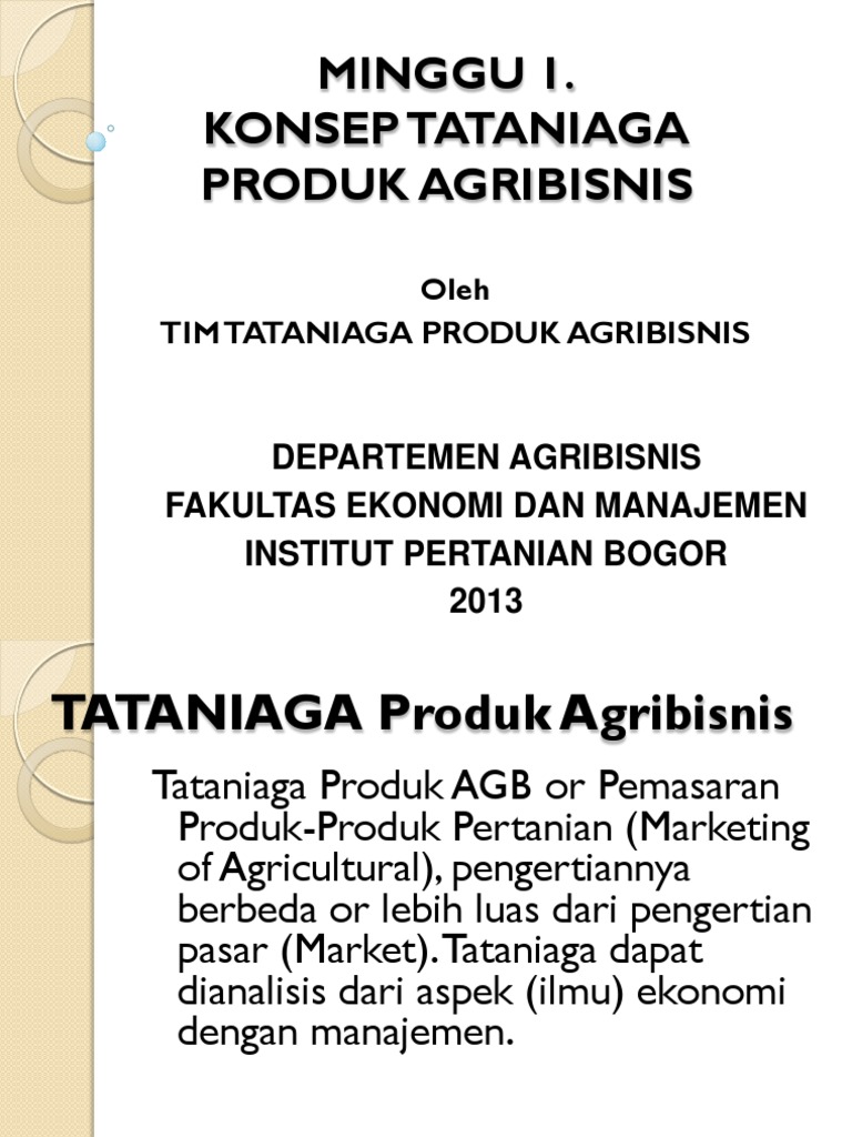 Week 1 Konsep Tataniaga | PDF