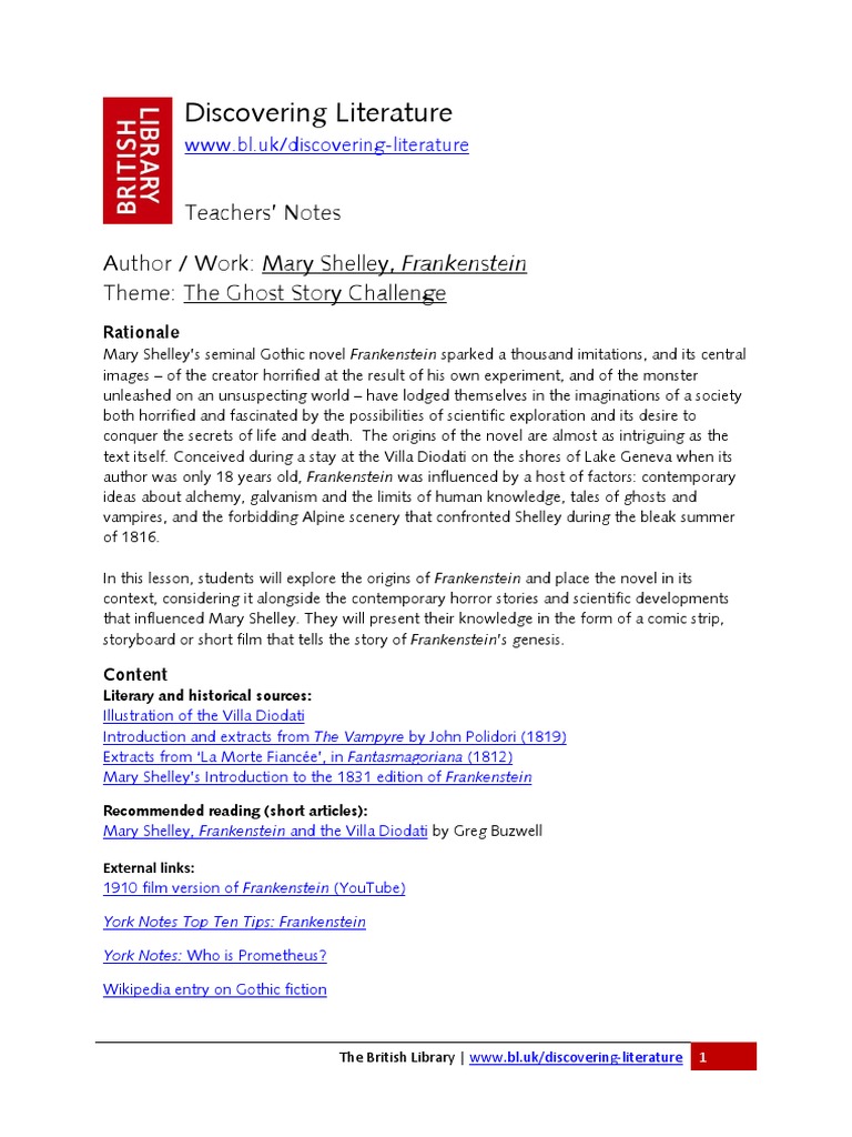 Mary Shelley - Ghost Story Challenge | PDF | Frankenstein | Gothic Fiction