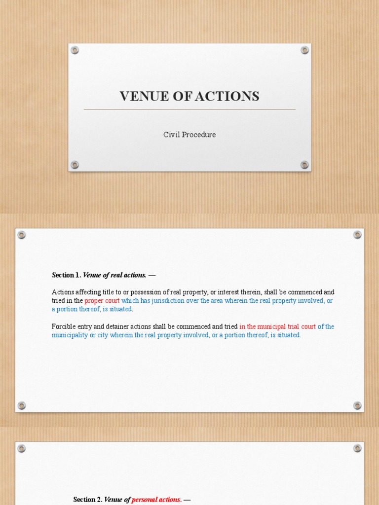 Venue Rules for Personal Actions | PDF | Lawsuit | Venue (Law)