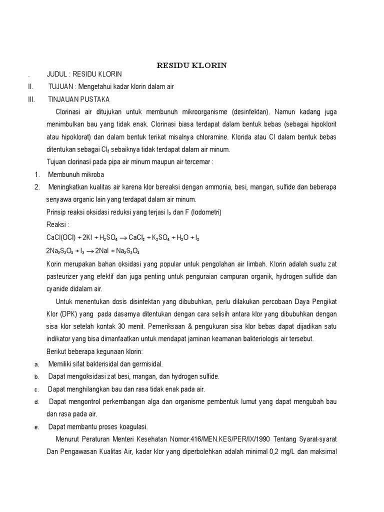 Residu Klorin | PDF
