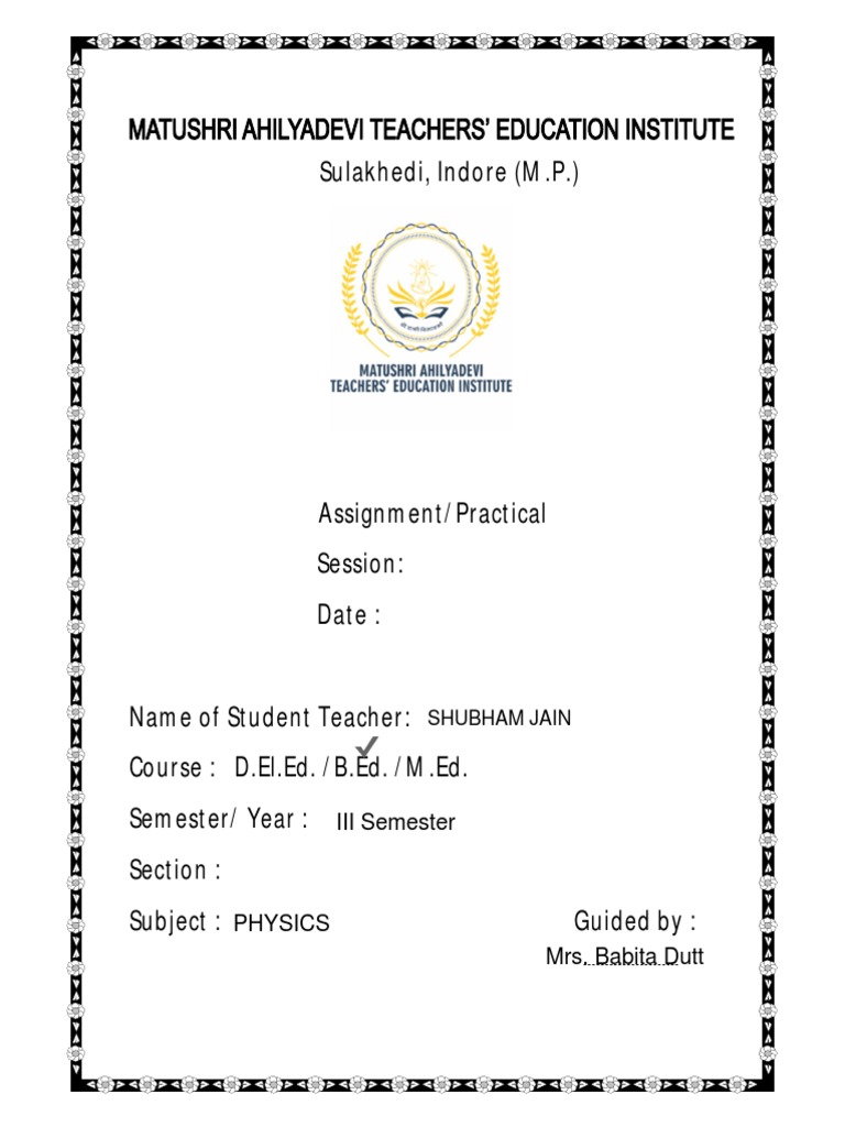 Assignment Front Page PDF Form Physic | PDF | Science & Mathematics