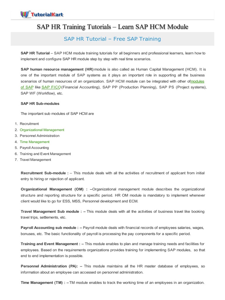 SAP HR Training Tutorials - Learn SAP HCM Module | PDF | Payroll ...