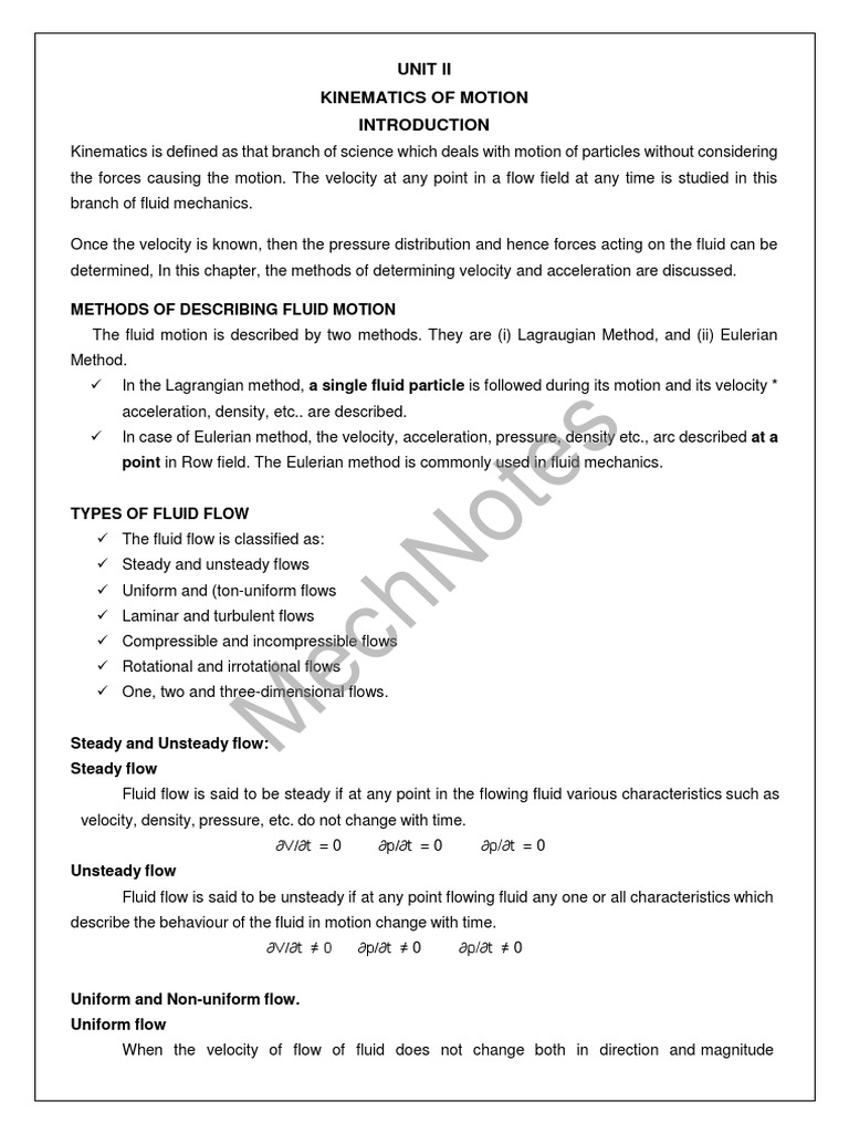 Fluid Kinematics Introduction | PDF | Laminar Flow | Fluid Dynamics