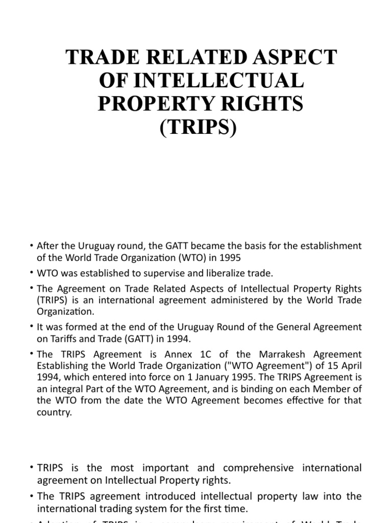 International Instruments On IPR | PDF | Trips Agreement | World Trade ...