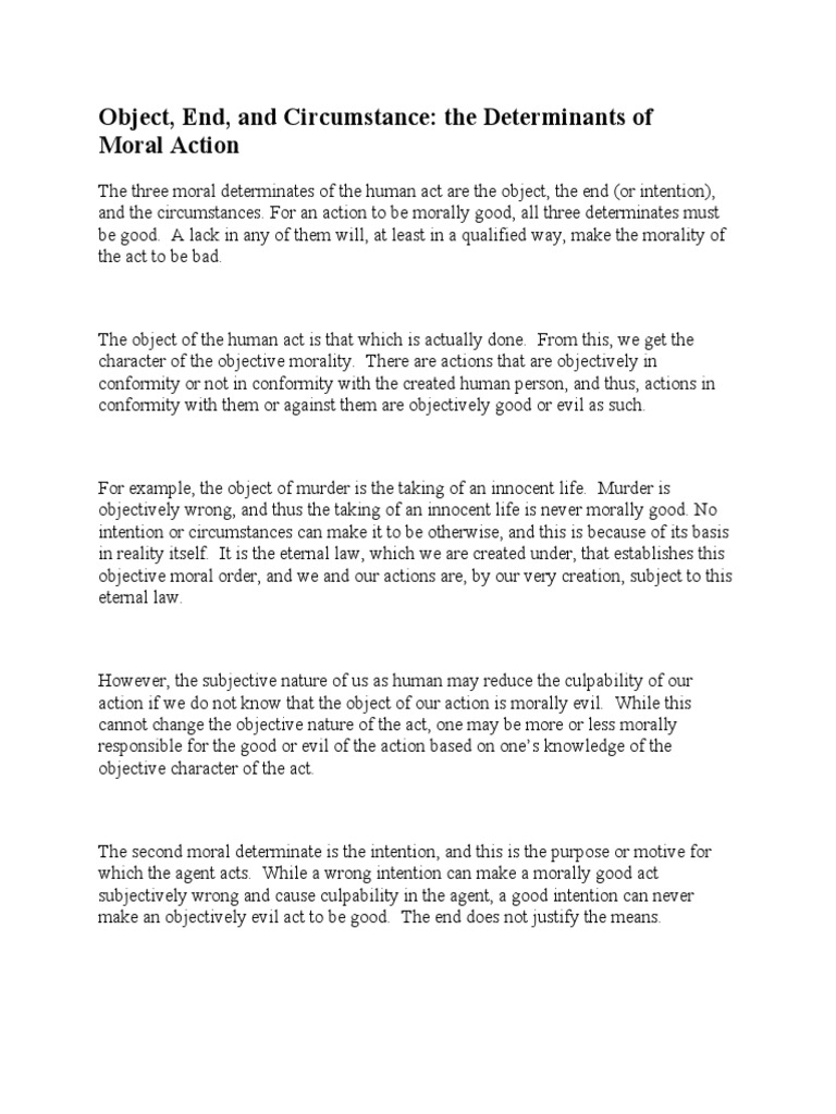 The Three Determinants of Moral Action: Understanding Objective ...