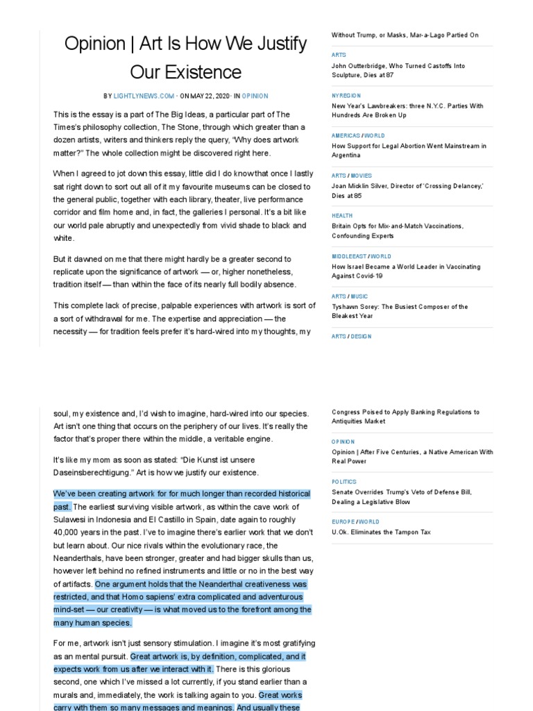 Opinion - Art Is How We Justify Our Existence | PDF | Human | Science