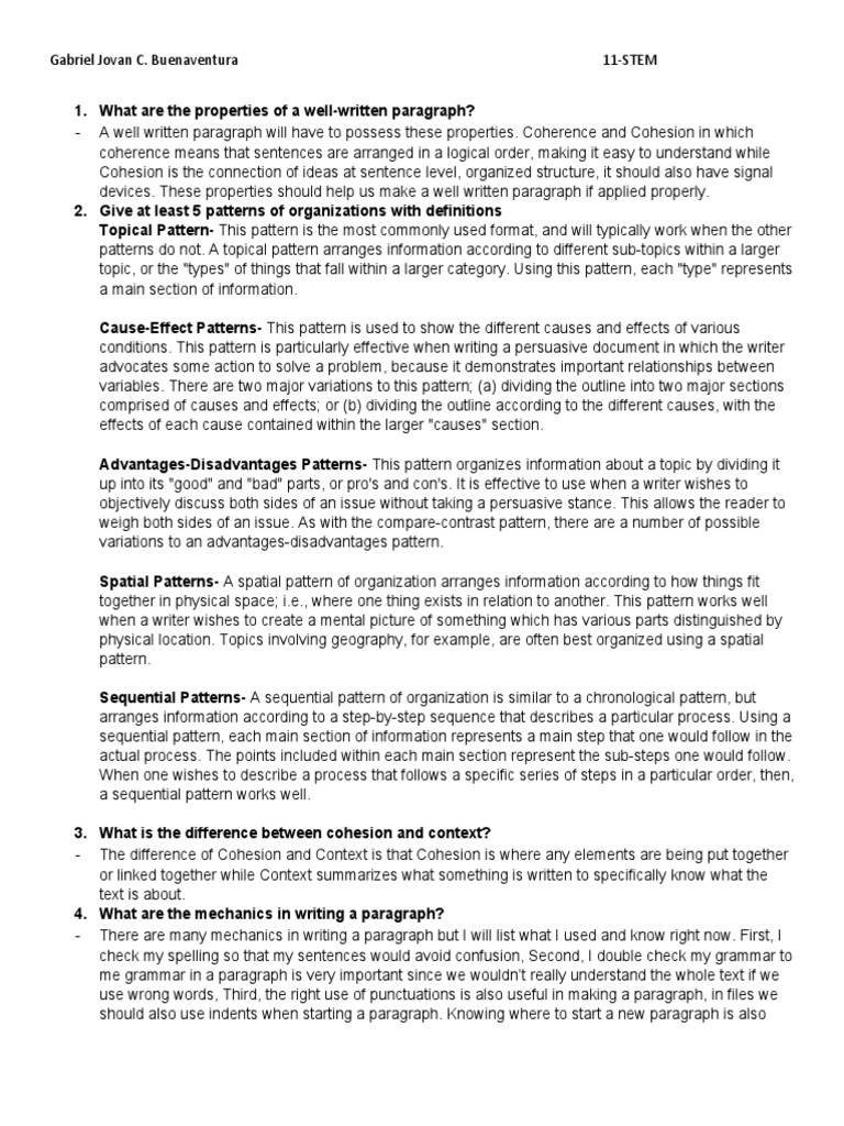 Reading and Writing Well Written Paragraph Og | PDF | Paragraph | Causality