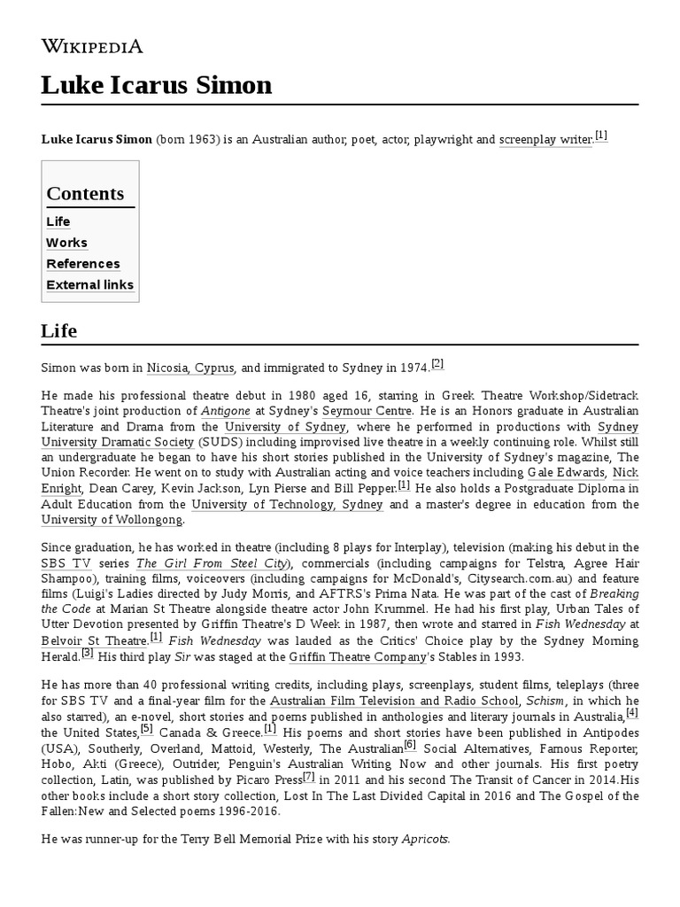 Luke Icarus Simon: Luke Icarus Simon (Born 1963) Is An Australian ...
