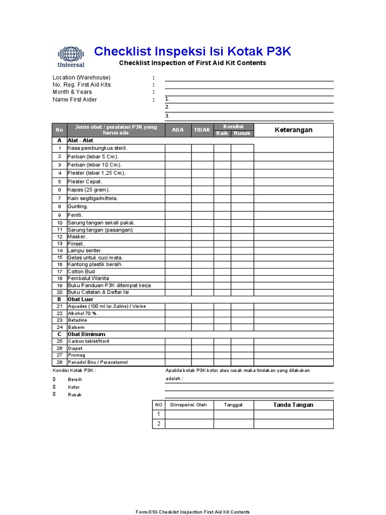 Checklist P3K | PDF