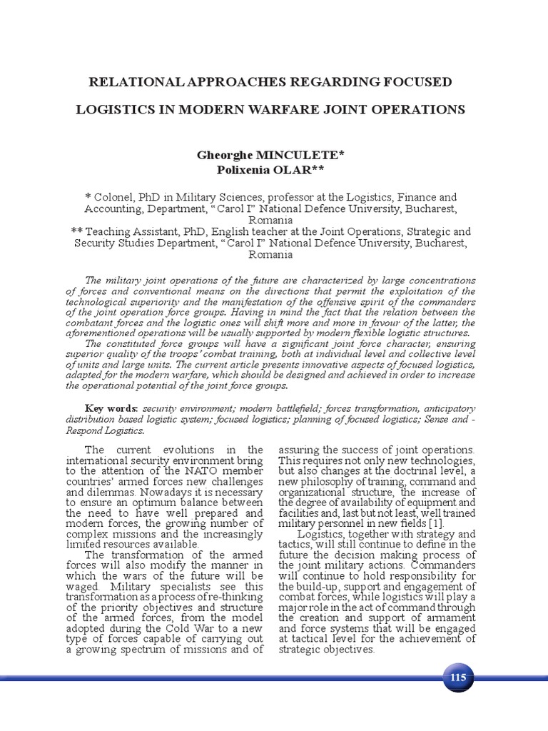 15 Minculete Olar Vol6 Issue2 | PDF | Logistics | Military Tactics