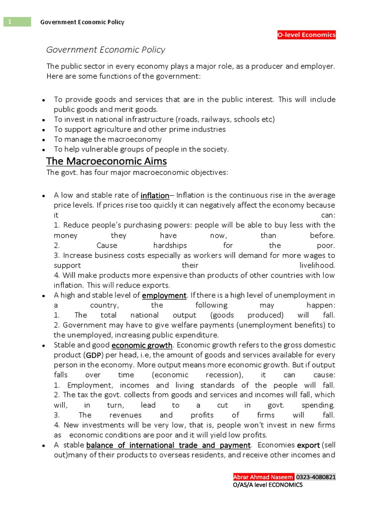 5.1-Government Economic Policy | PDF | Macroeconomics | Fiscal Policy