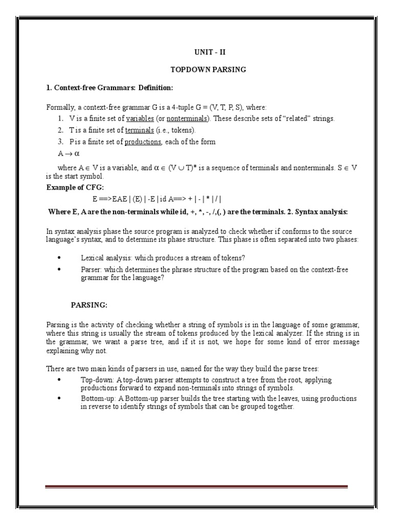 Top Down Parsing | PDF | Parsing | Implementation