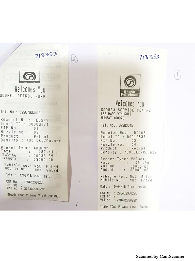 Petrol Receipt | PDF