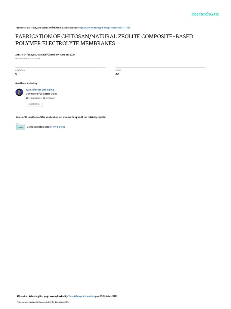 Fabrication of Chitosan/Natural Zeolite Composite-Based Polymer Electrolyte Membranes | PDF ...