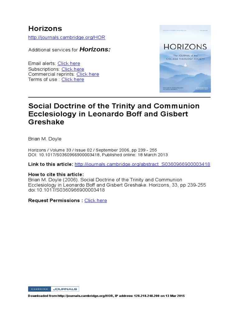 Trinity As Model Society | PDF | Ecclesiology | Trinity