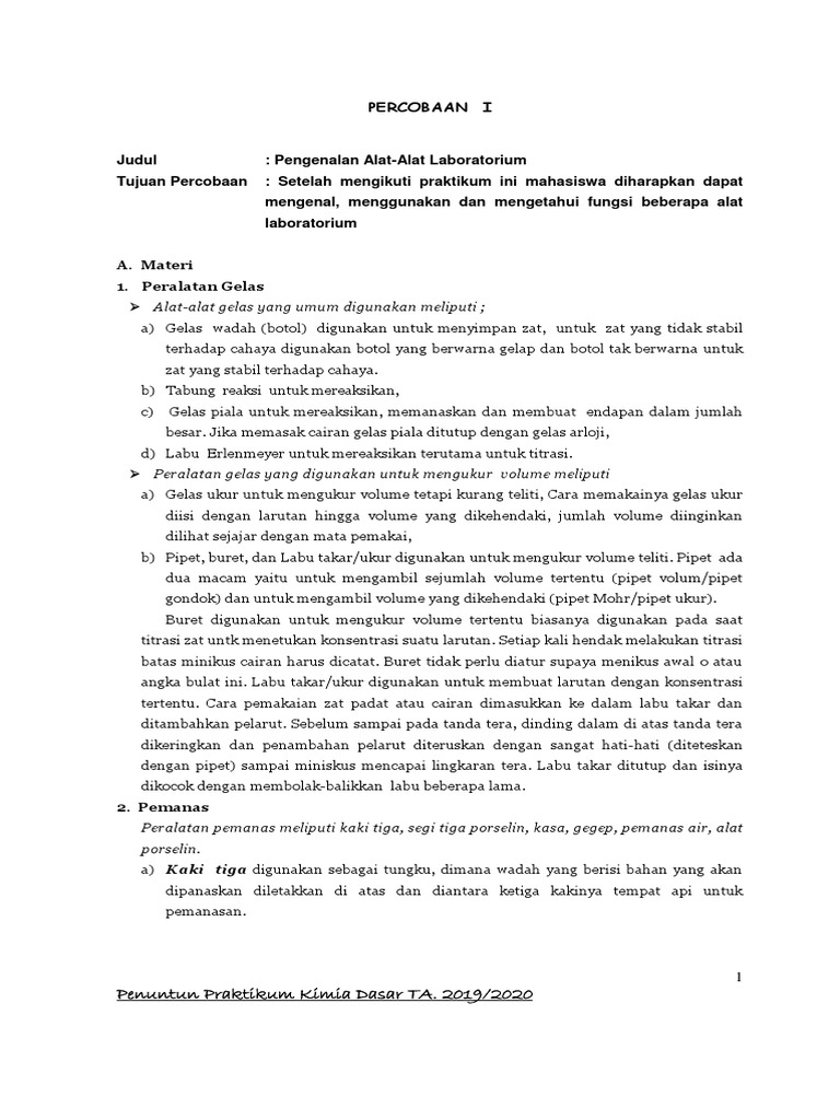 Penuntun Praktikum Kimia Dasar | PDF