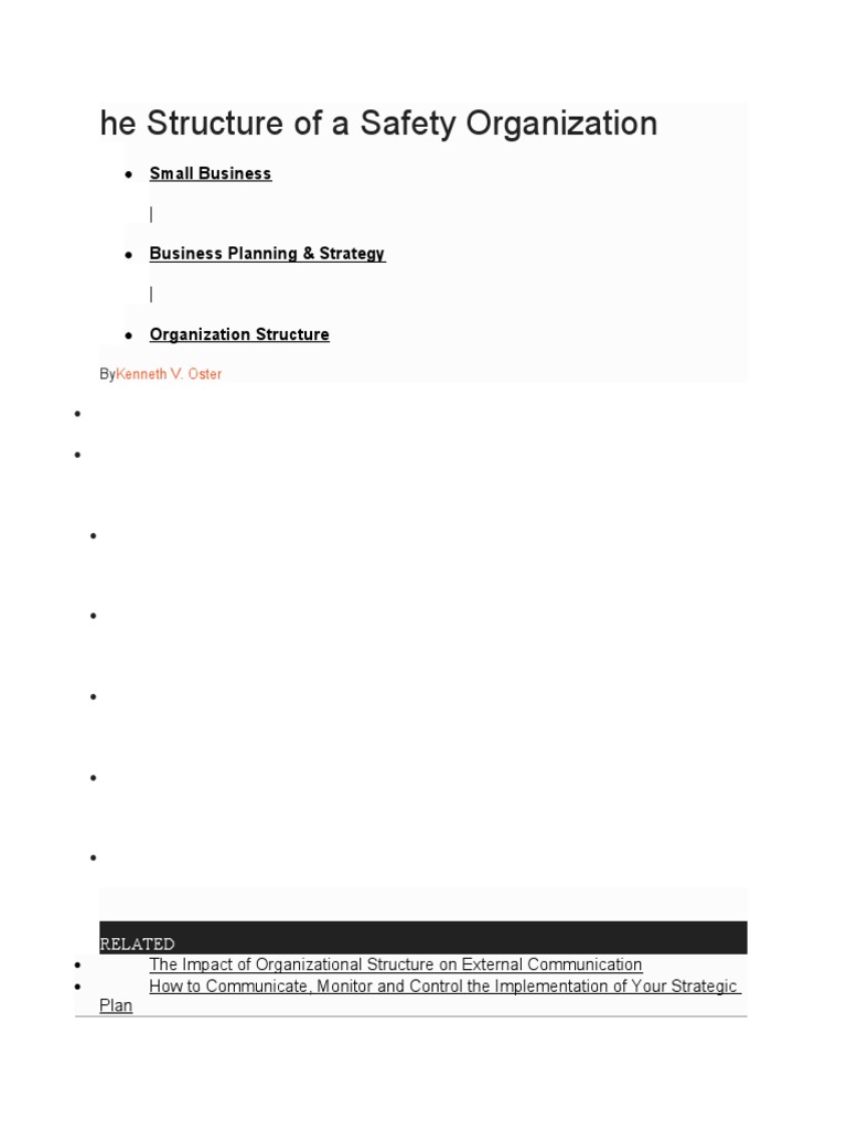 He Structure of A Safety Organization | PDF | Safety | Business