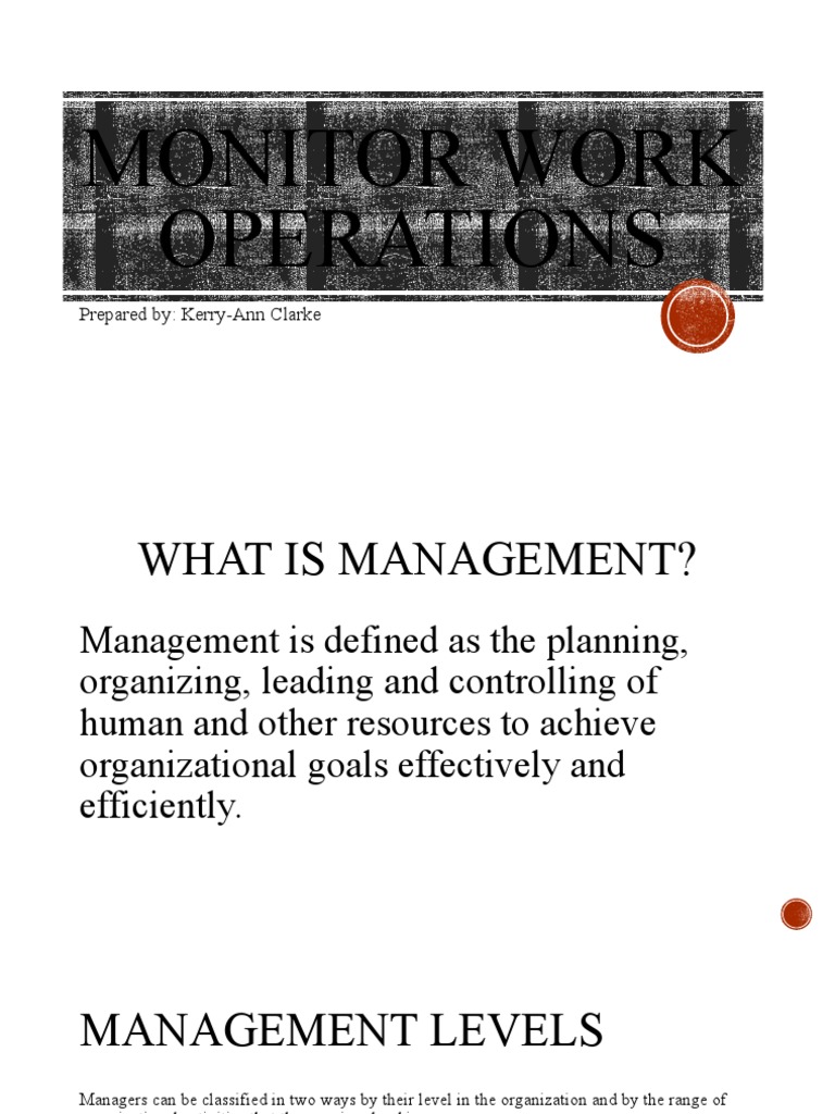 Monitor Work Operations | PDF | Resource | Goal