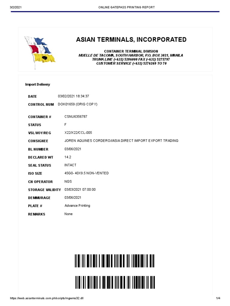 Asian Terminals, Incorporated: Container Terminal Division | PDF ...