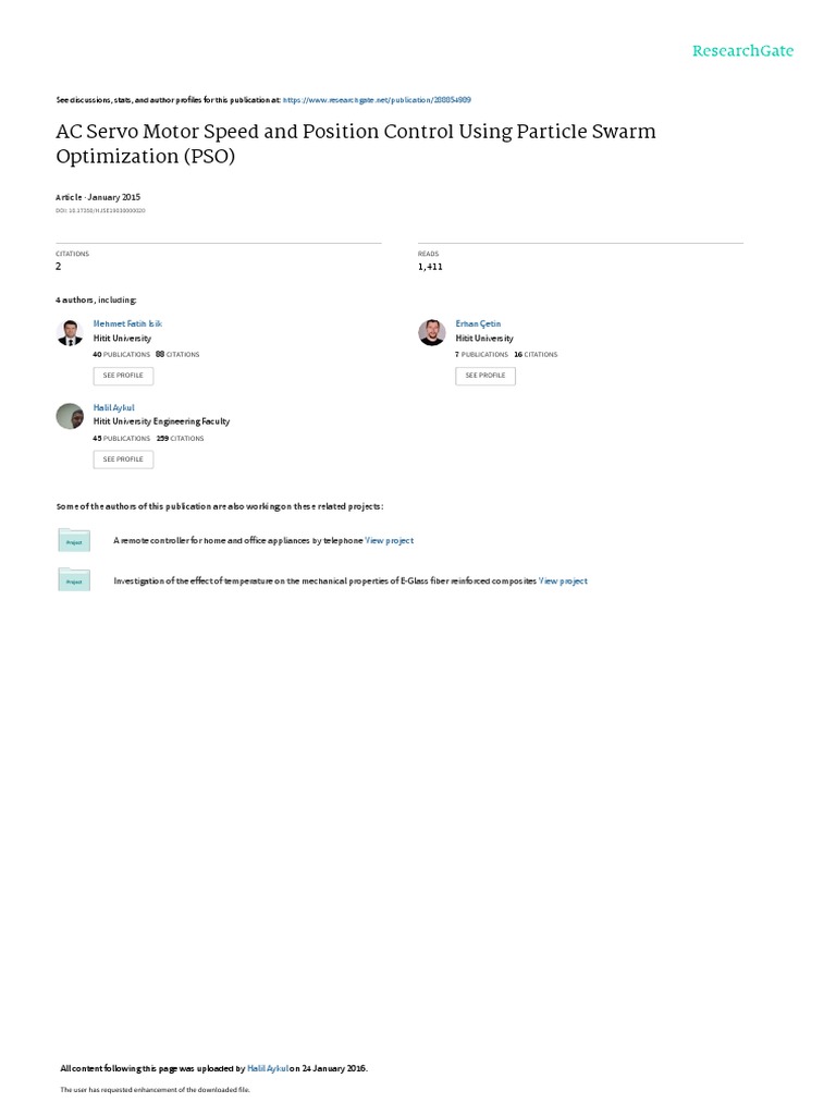 AC Servo Motor Speed and Position Control Using Pa | PDF | Control ...