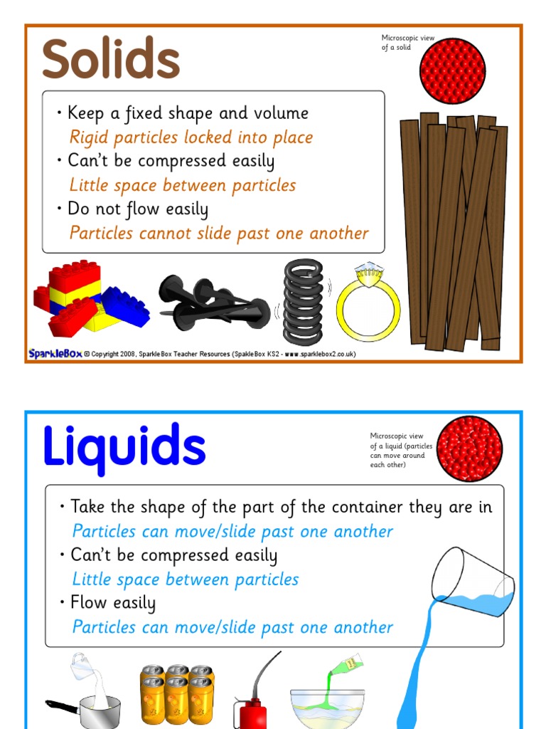 Solid, Liquids and Gases Study Guide | PDF