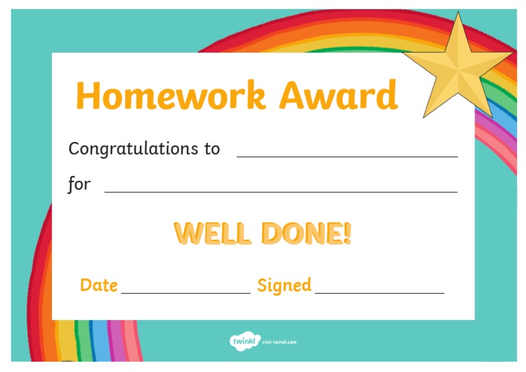 T M 458 Homework Award Certificate - Ver - 1 | PDF